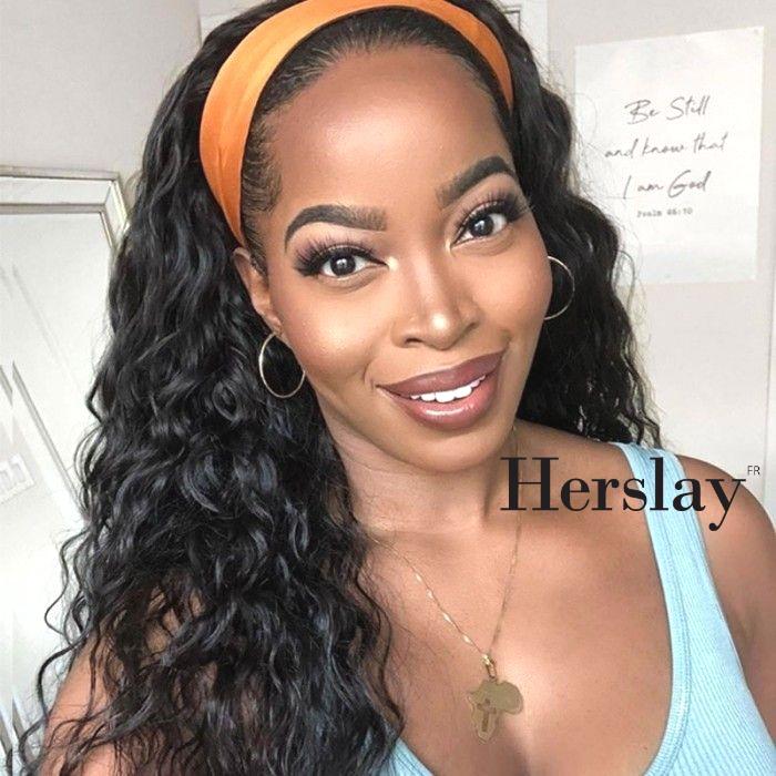 Perruque brésilienne à boucle effet mouillé avec bandeau - Herslay