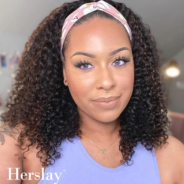 Perruque brésilienne bouclée courte avec bandeau - Herslay