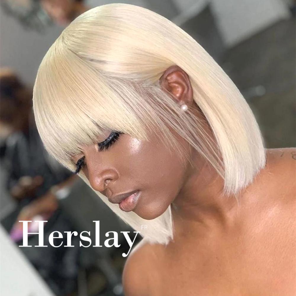 Perruque brésilienne lisse et courte à frange colorée - Herslay