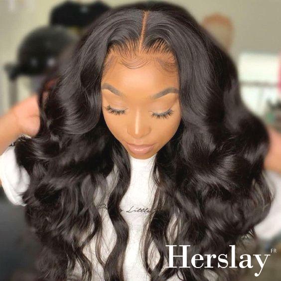 Perruque lace closure brésilienne ondulée pré customisée avec baby ...