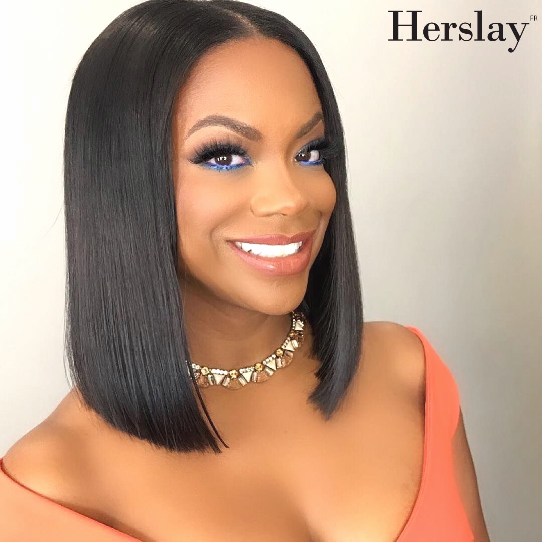 Perruque lace frontale péruvienne lisse et courte - Herslay