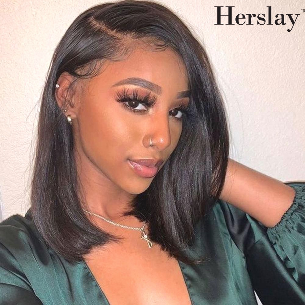Perruque lace frontale remy lisse et courte avec baby hairs - Herslay