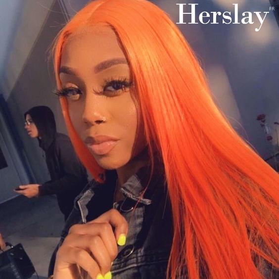 Tissage brésilien long et lisse orange avec closure - Herslay